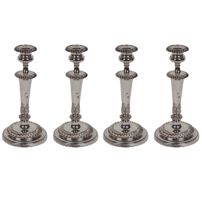 Set of Four Silver Candlesticks For Sale at 1stDibs