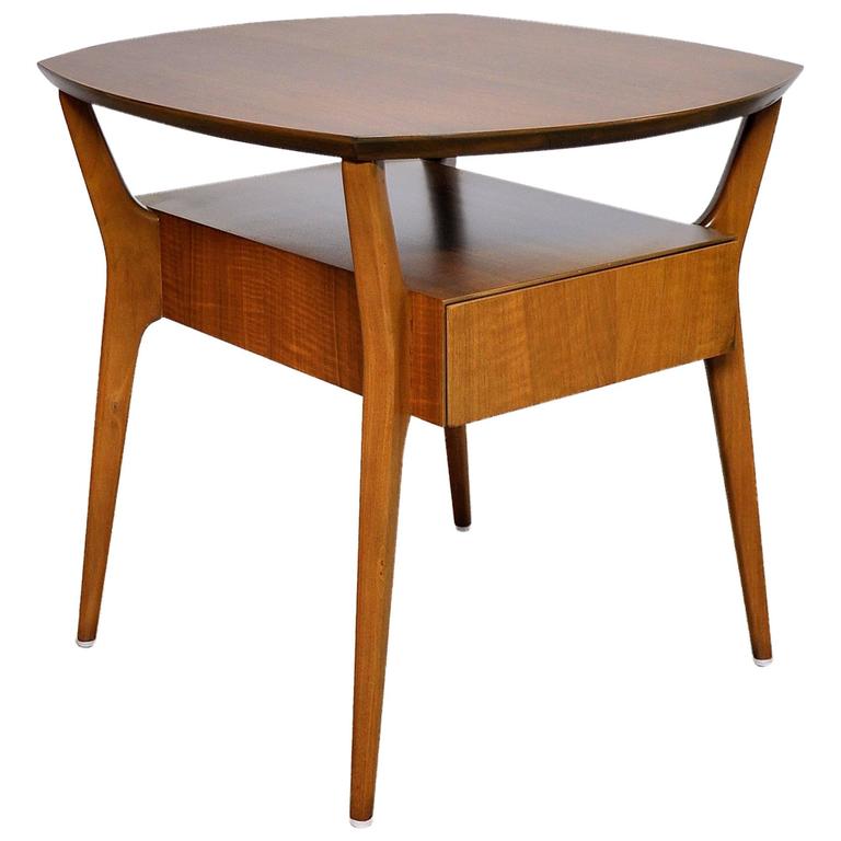 Gio Ponti for Singer and Sons Walnut Side Table at 1stDibs