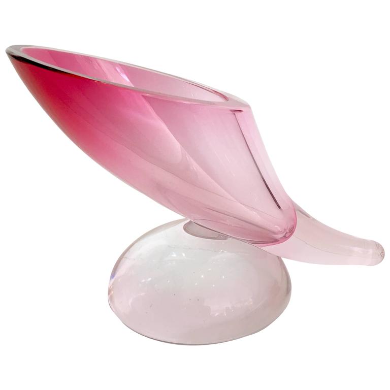 1960'S Val St. Lambert Signed Crystal Cornucopia Bowl at 1stDibs