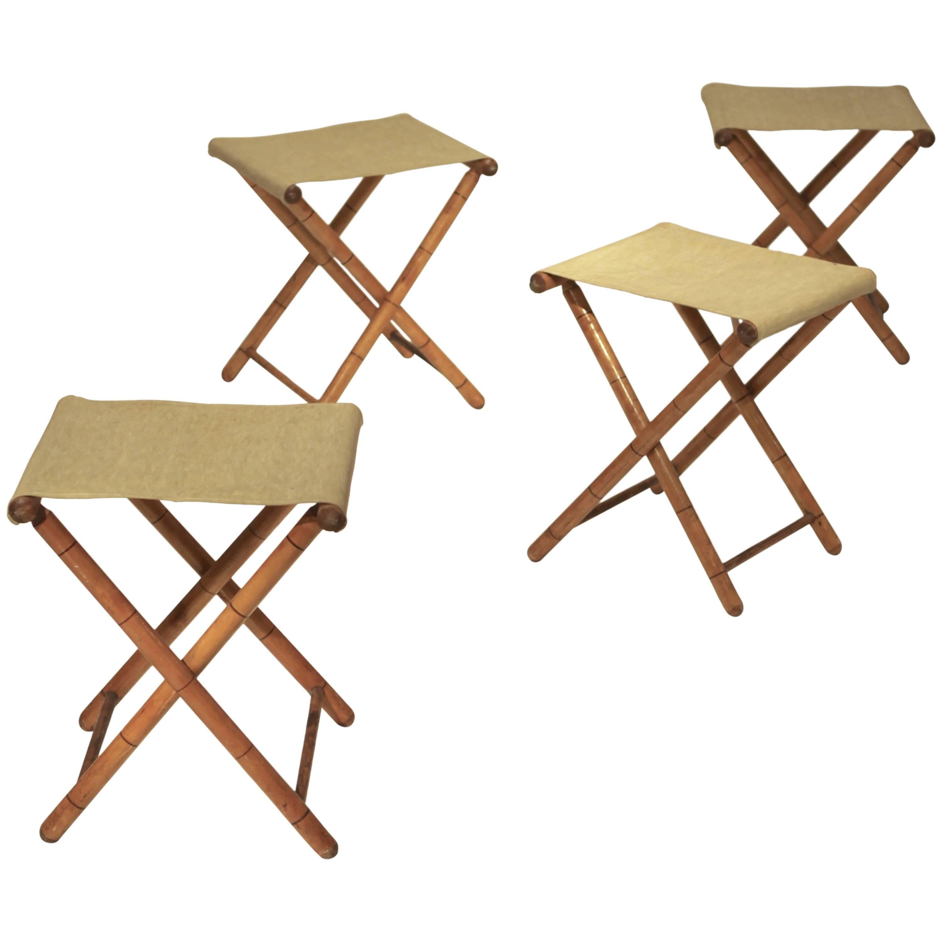 Vintage Set of Four X-Shaped Folding Stools at 1stDibs
