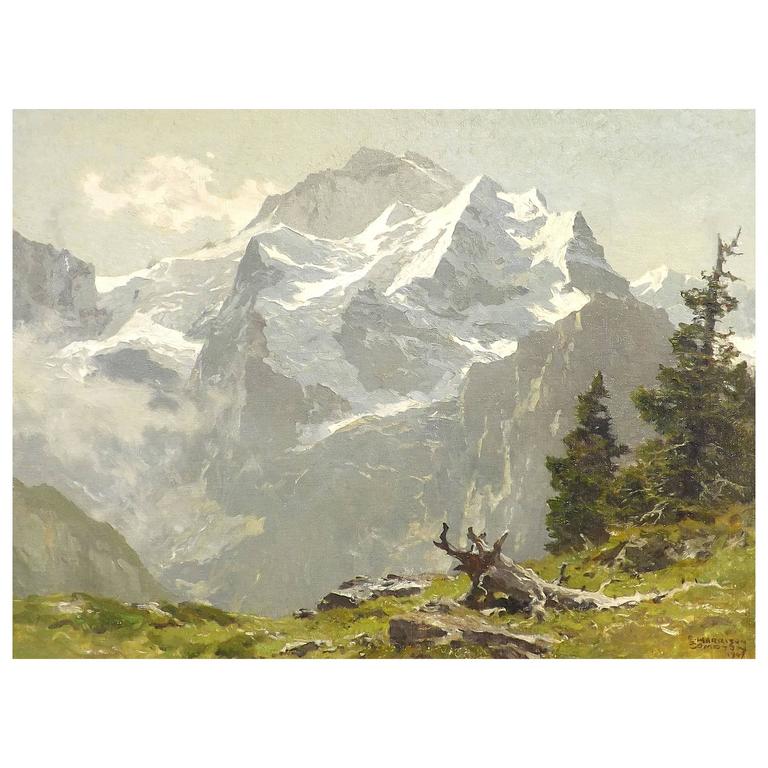 'Snowcaps' Original Oil Painting by Edward Harrison Compton at 1stDibs ...