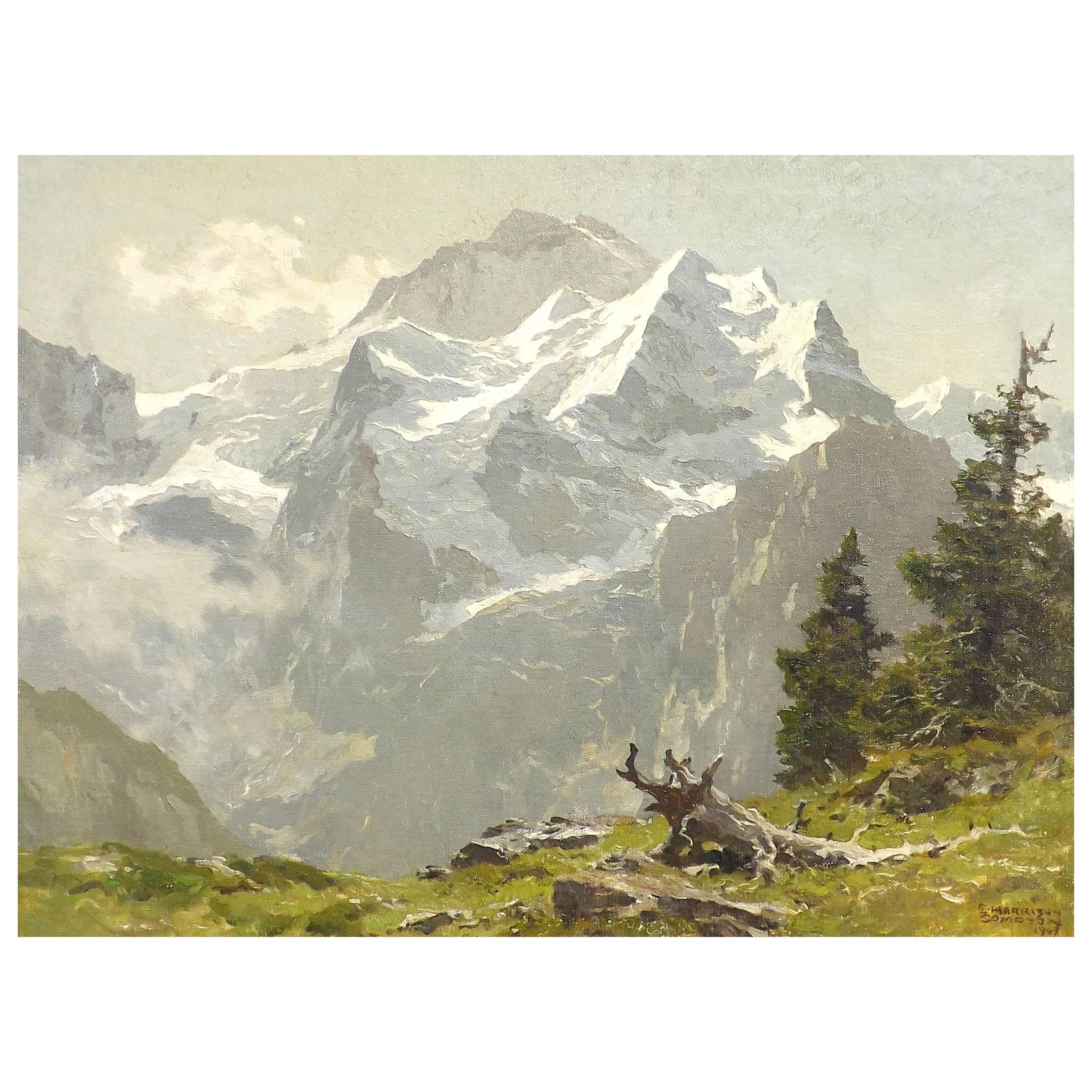 'Snowcaps' Original Oil Painting by Edward Harrison Compton at 1stDibs ...