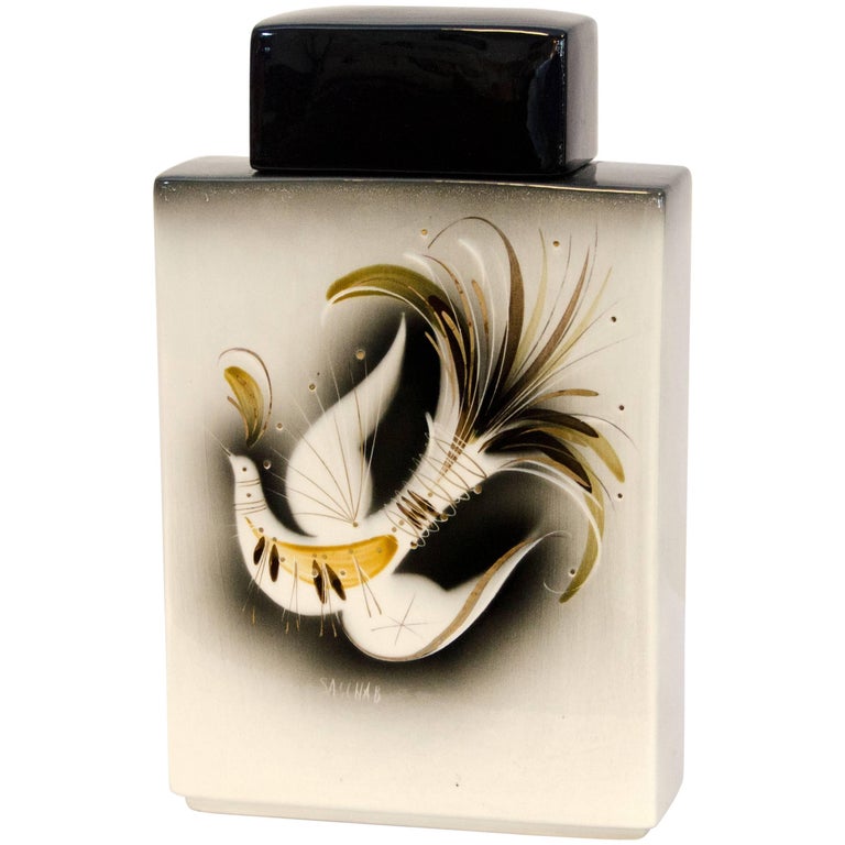 Ceramic "Tea Canister" Jewel Bird Pattern, Sascha Brastoff at 1stDibs