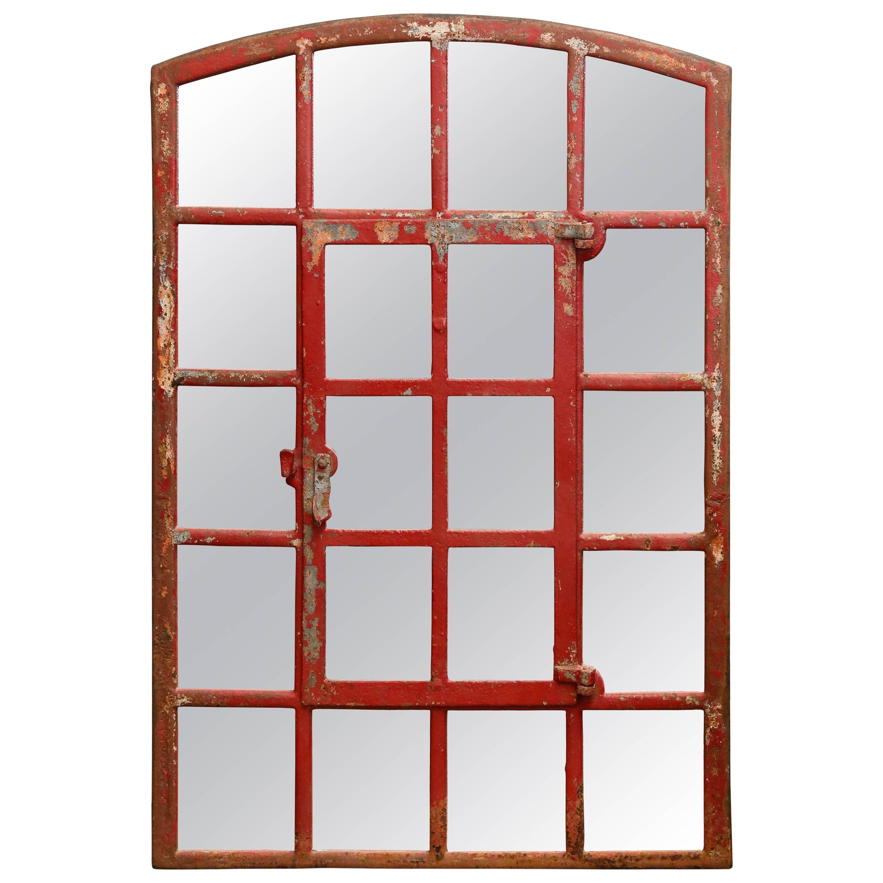 Antique Industrial Red Iron Window at 1stDibs