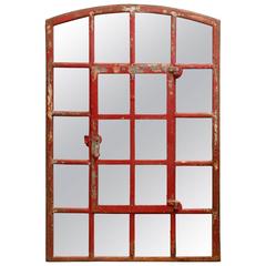 Antique Industrial Red Iron Window at 1stDibs
