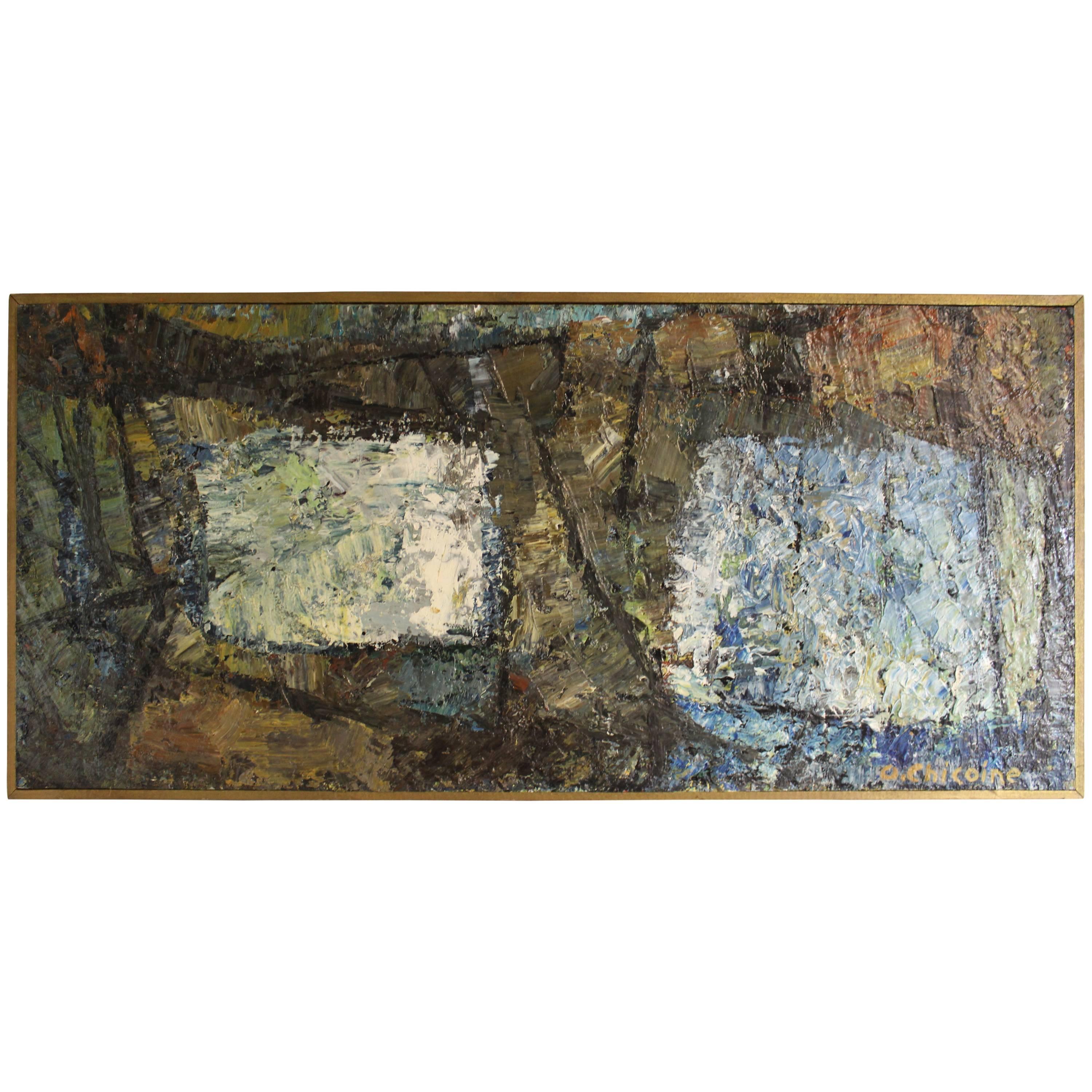 Owen Chicoine Mid-Century Modern Abstract Oil Painting at 1stDibs
