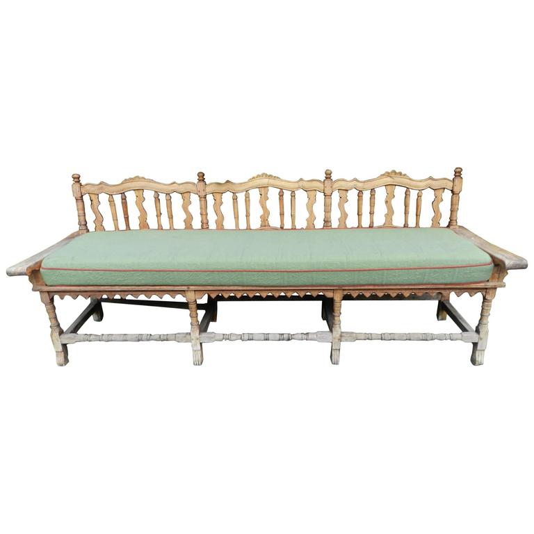 Antique 19th Century Sabino Wood or Pine Mexican Bench at 1stDibs