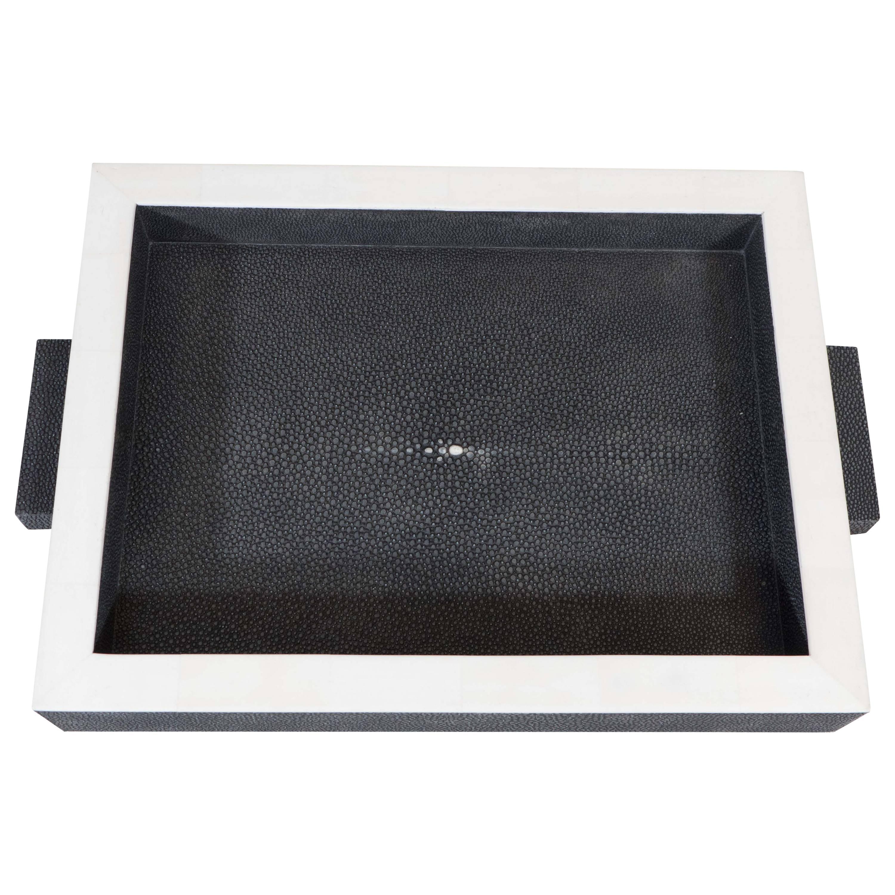 Onyx Shagreen Tray with Bone Trim at 1stDibs