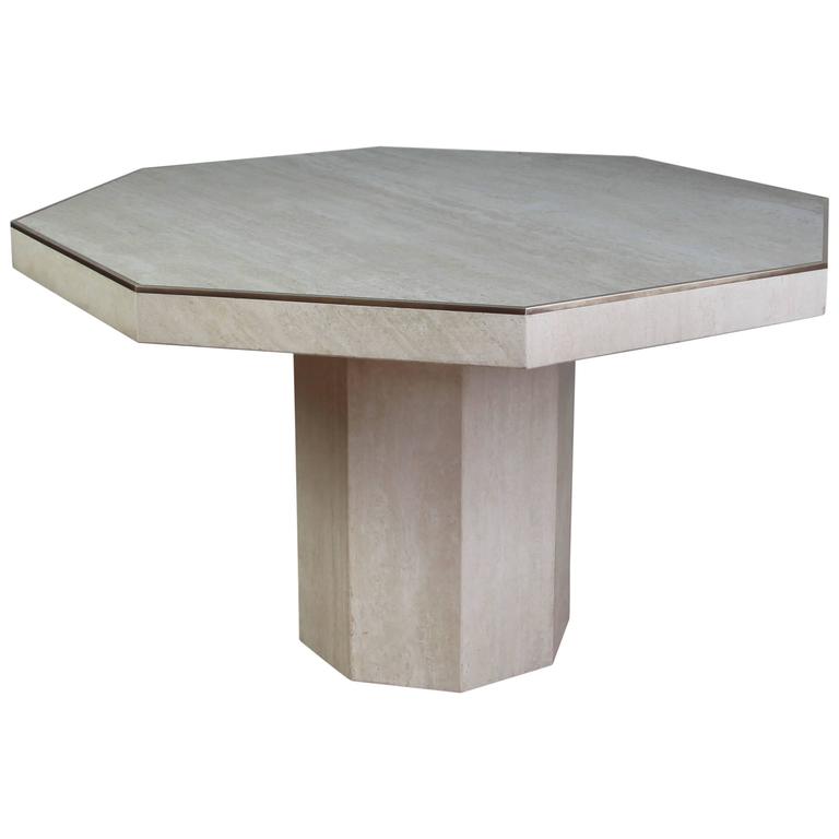 Octagonal Travertine Italian Dining Table at 1stDibs