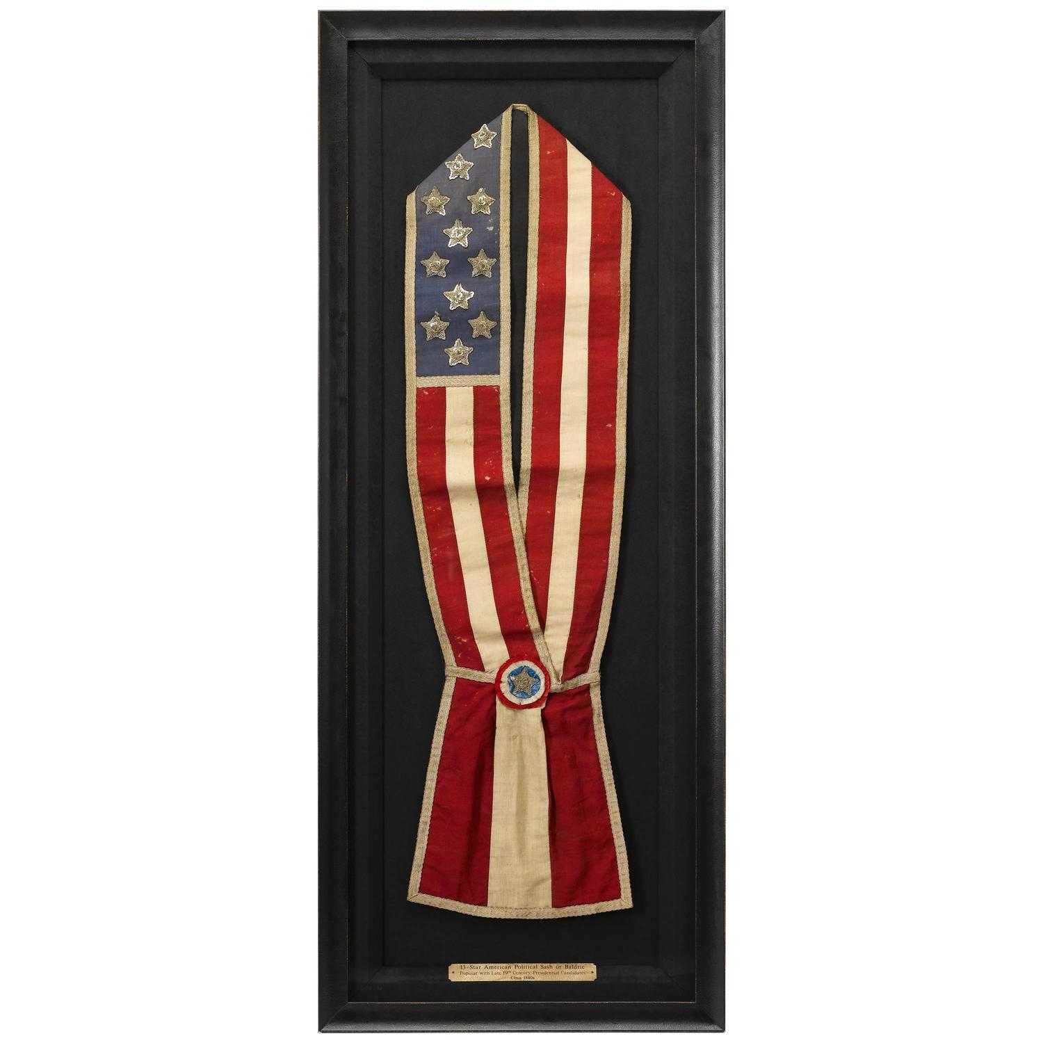 Patriotic 13-Star Baldric American Flag Sash, circa Late 19th Century ...