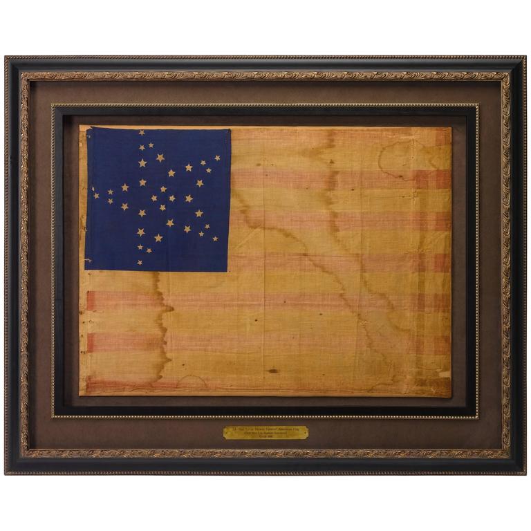 34-Star "Great Flower" Pattern American Flag, Civil War Era, Extremely ...