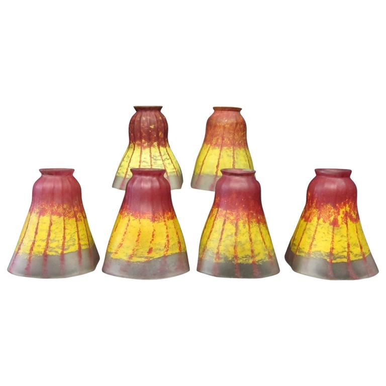 Fabulous Signed Daum Nancy Shade Set, Six Shades For Sale at 1stDibs