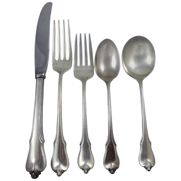 Grand Colonial by Wallace Sterling Silver Flatware Set for 12 Service ...