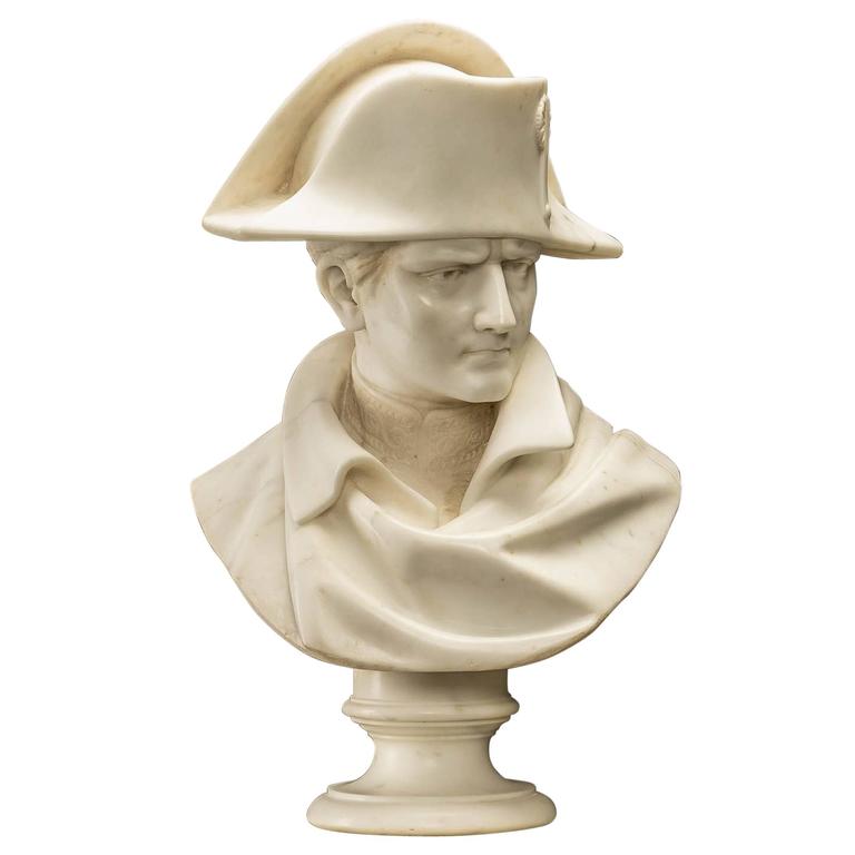 Marble Bust of Napoleon, Signed, on an Original Wood Base at 1stDibs