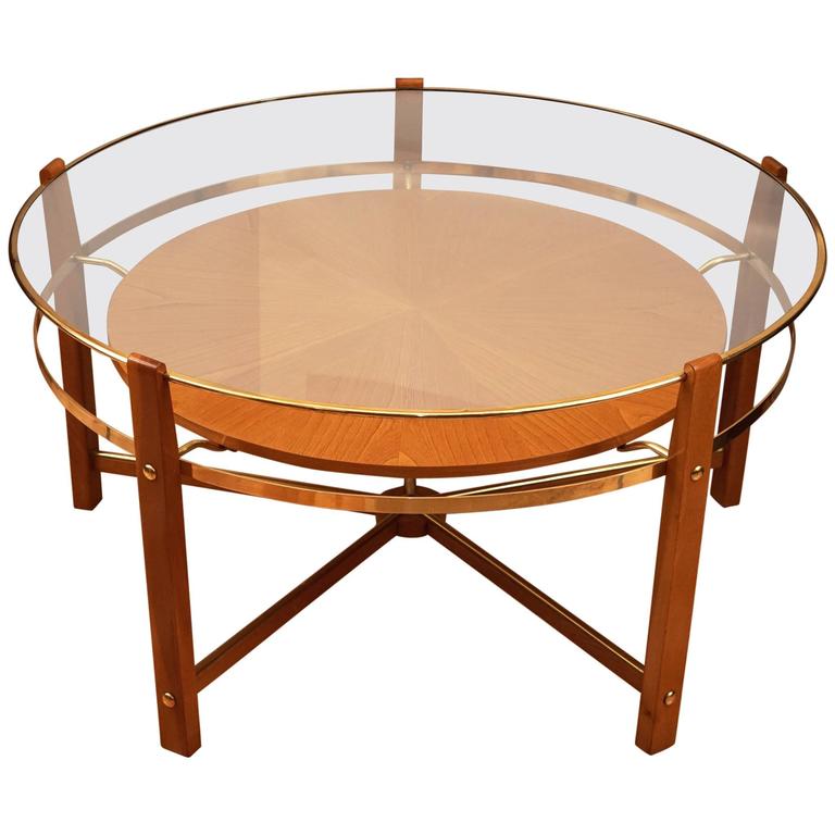 Italian Glass Top Cocktail Table For Sale at 1stDibs