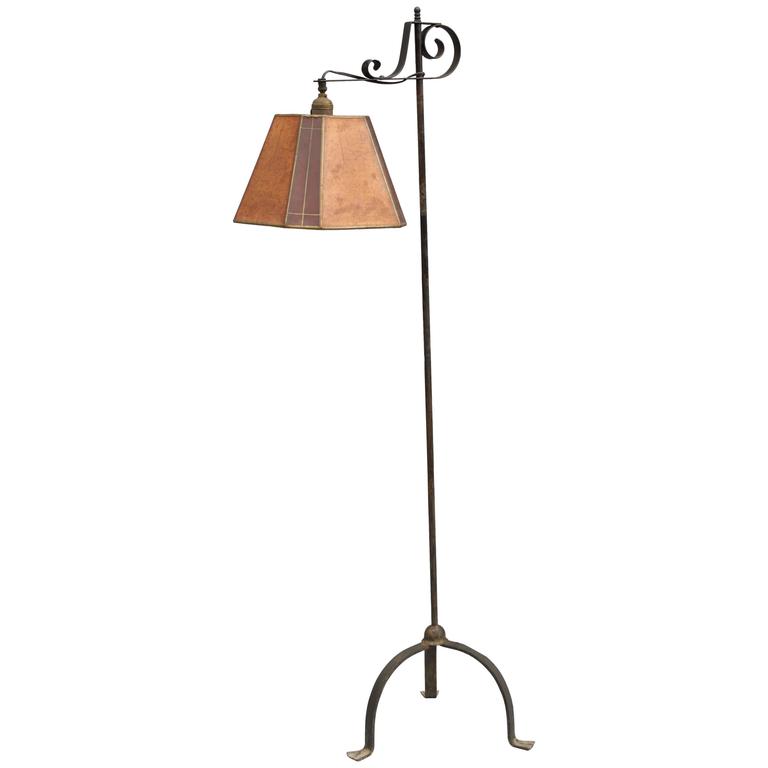 Antique Adjustable Bridge Lamp with Original Shade at 1stDibs