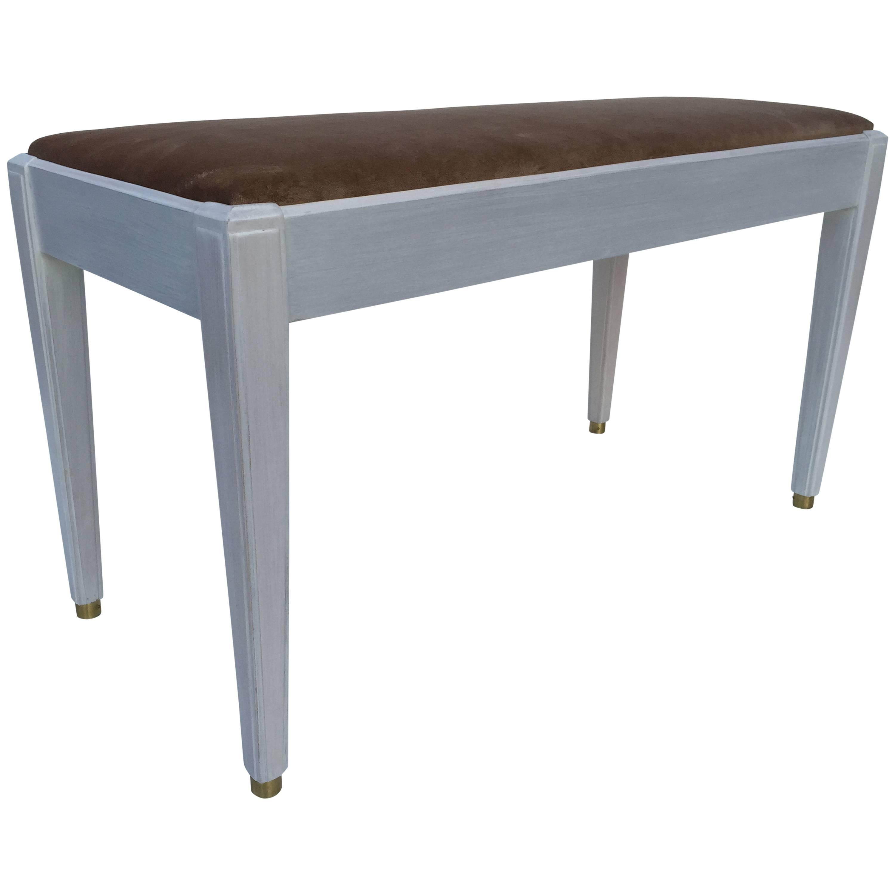 Art Deco Inspired White Washed Piano Bench For Sale at 1stDibs