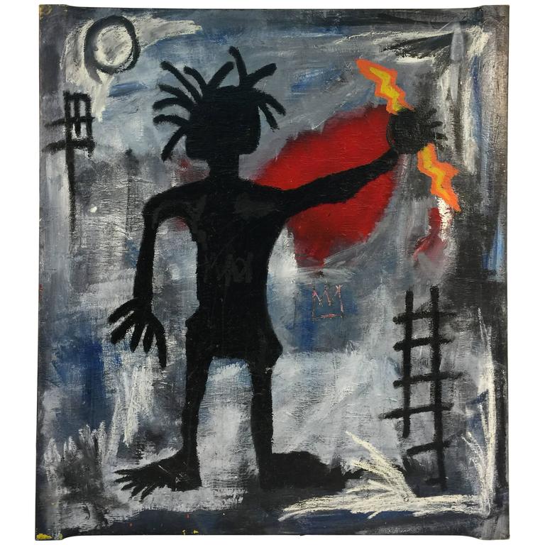 Painting of a Figure in the Manner of Artist Jean-Michel Basquiat at ...