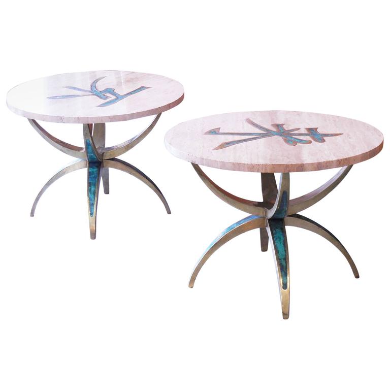 Pepe Mendoza Pair of Rare Tables with Original Tops For Sale at 1stDibs