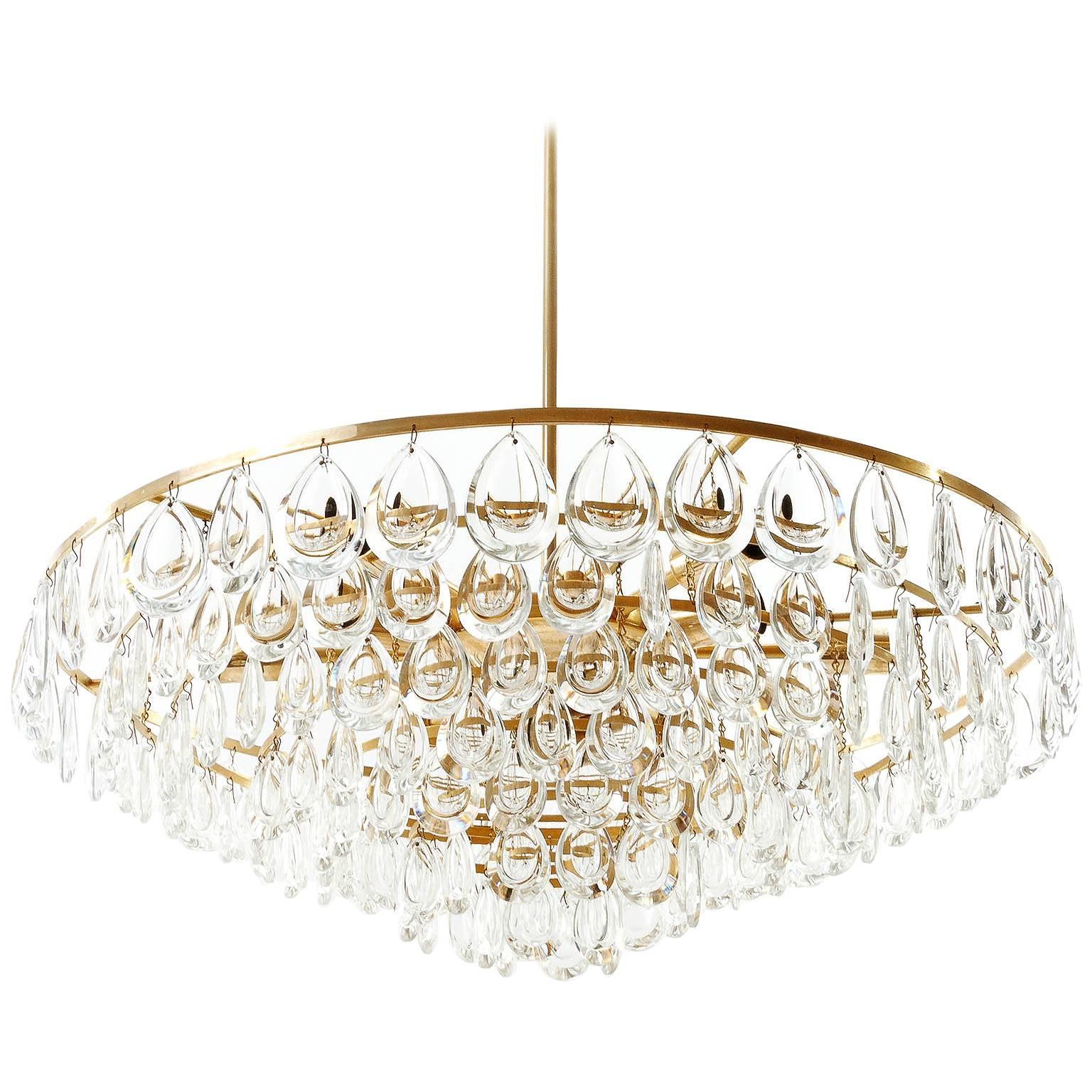 Palwa Chandelier, Brass and Glass, 1960s at 1stDibs