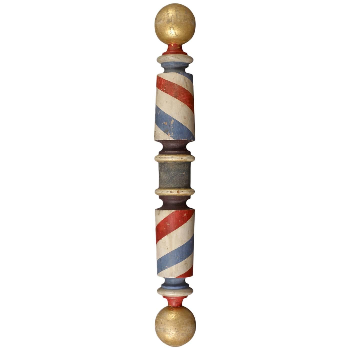 Carved and Painted Barber Pole at 1stDibs