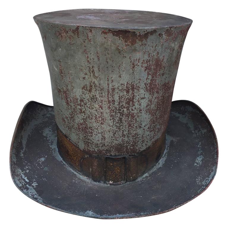 English Late 19th Century Metal Top Hat Trade Sign with Original Paint ...