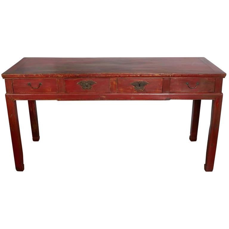 Red Lacquered Scholar's Desk at 1stDibs