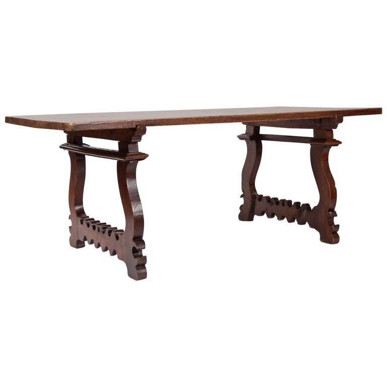 Antique Italian Lyre Leg Table For Sale at 1stDibs