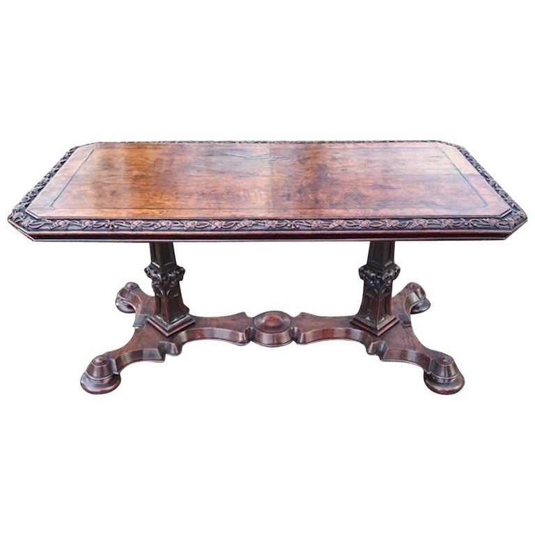 Unusually Fine Gothic Ash Antique Library Table at 1stDibs