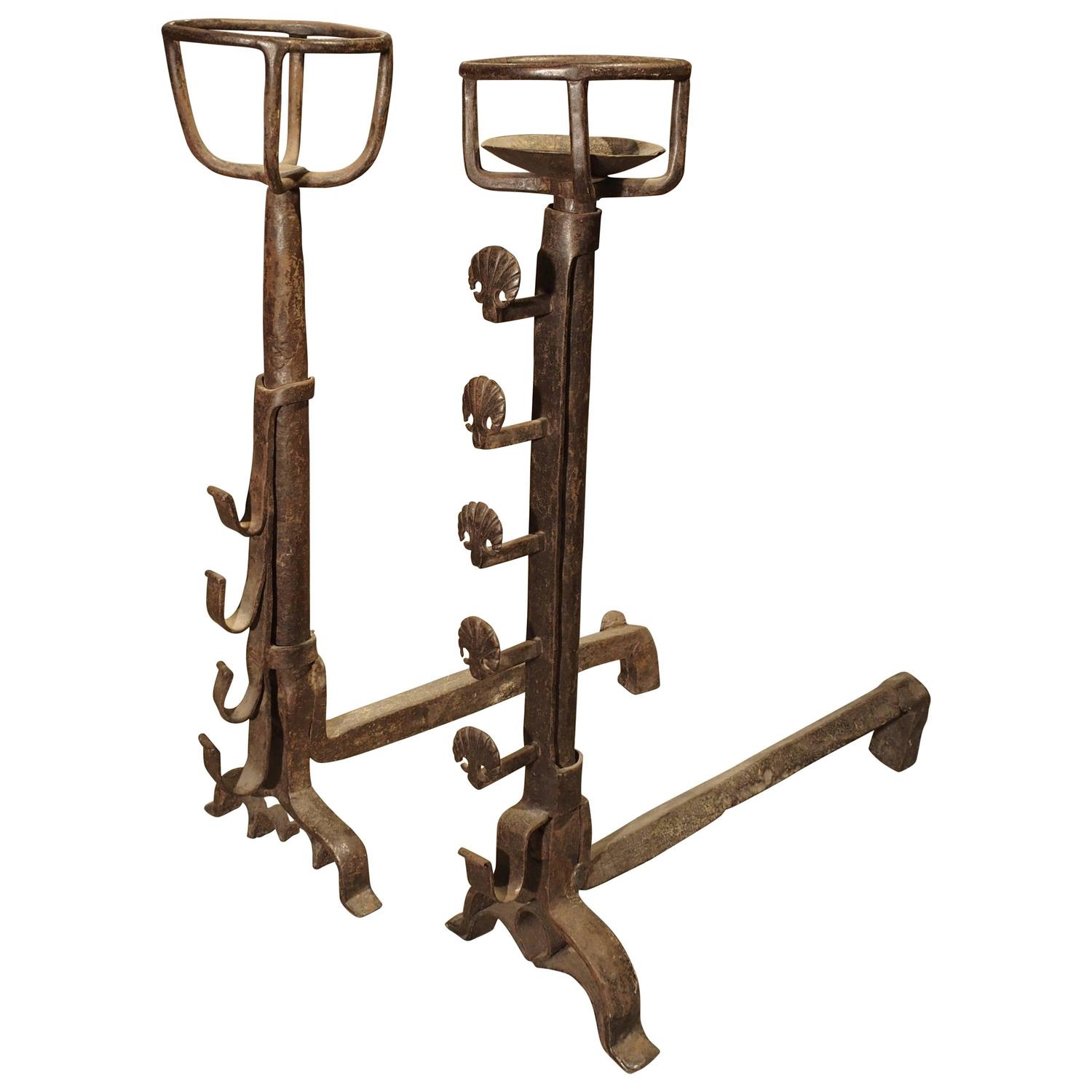 Rustic Antique French Andirons from the 1700s at 1stdibs