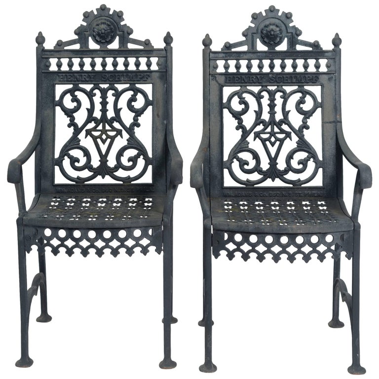 19th Century Pair of Iron Cemetery Chairs at 1stDibs