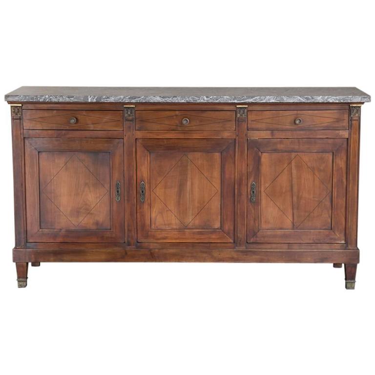 19th Century French Empire Walnut Marble-Top Buffet/Sideboard at ...