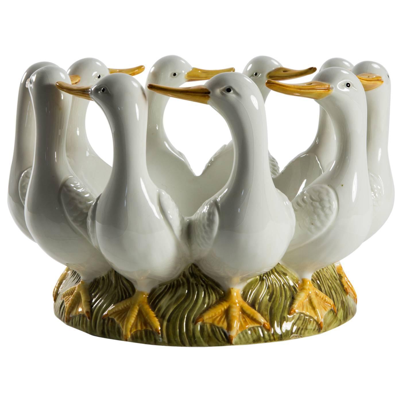 Enameled Fruit Bowl, Goose Dish, Ceramic at 1stdibs