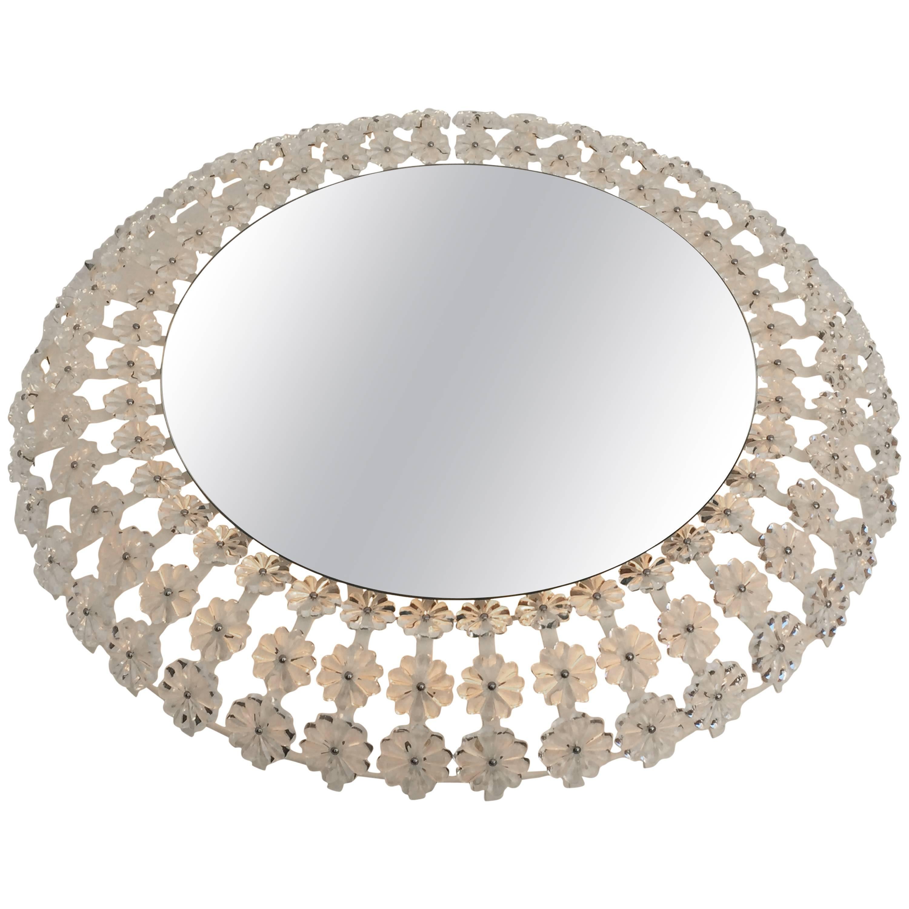 Illuminated Amber-Flower Mirror. at 1stDibs