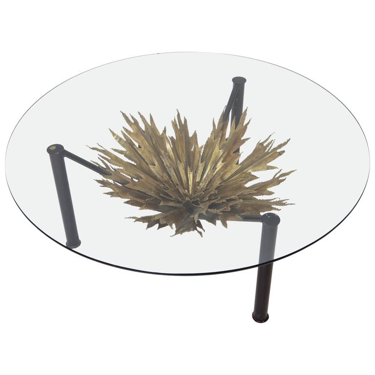 Palm Leaf Circular Coffee Table at 1stDibs