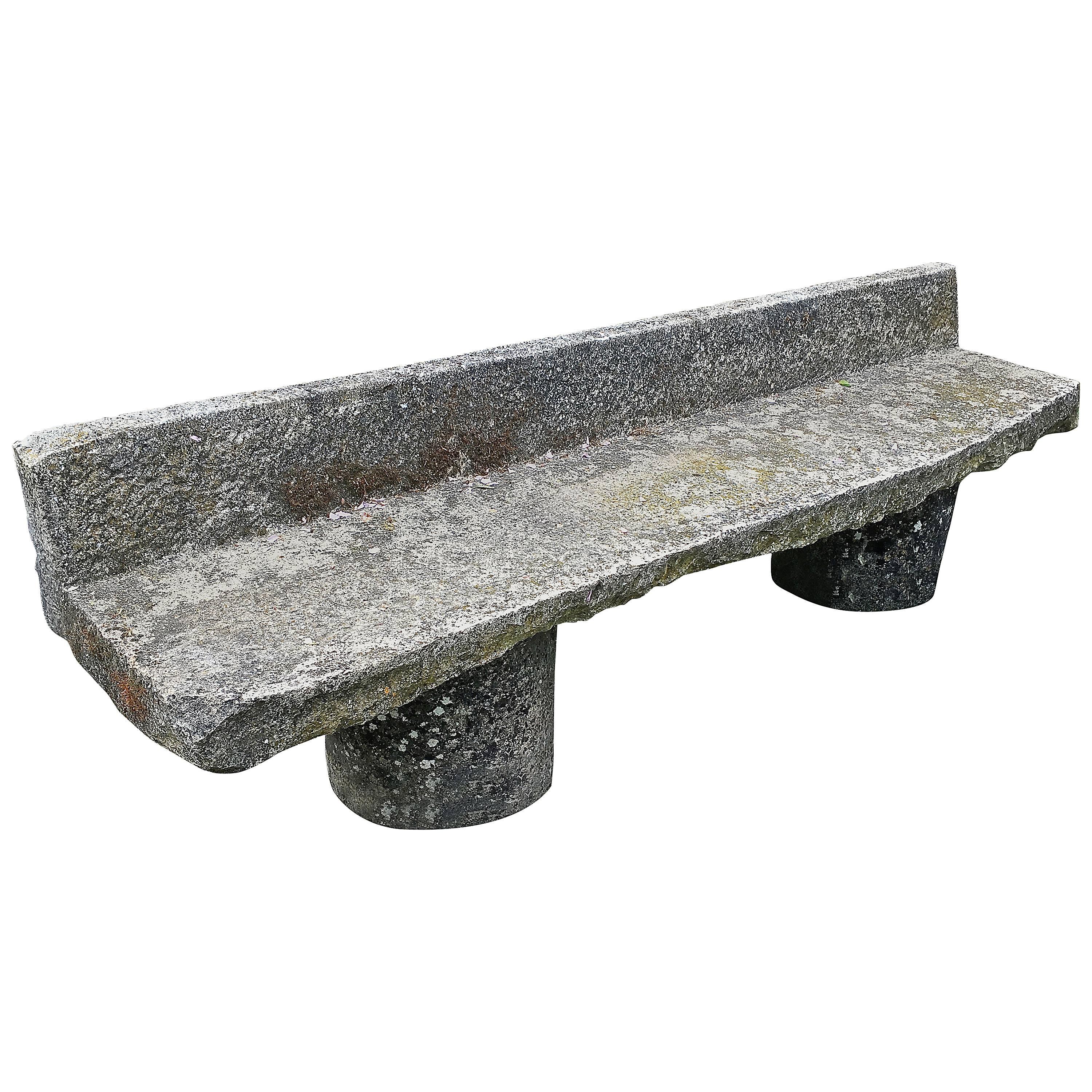French 18th Century Estate-Sized Carved Stone Bench at 1stDibs