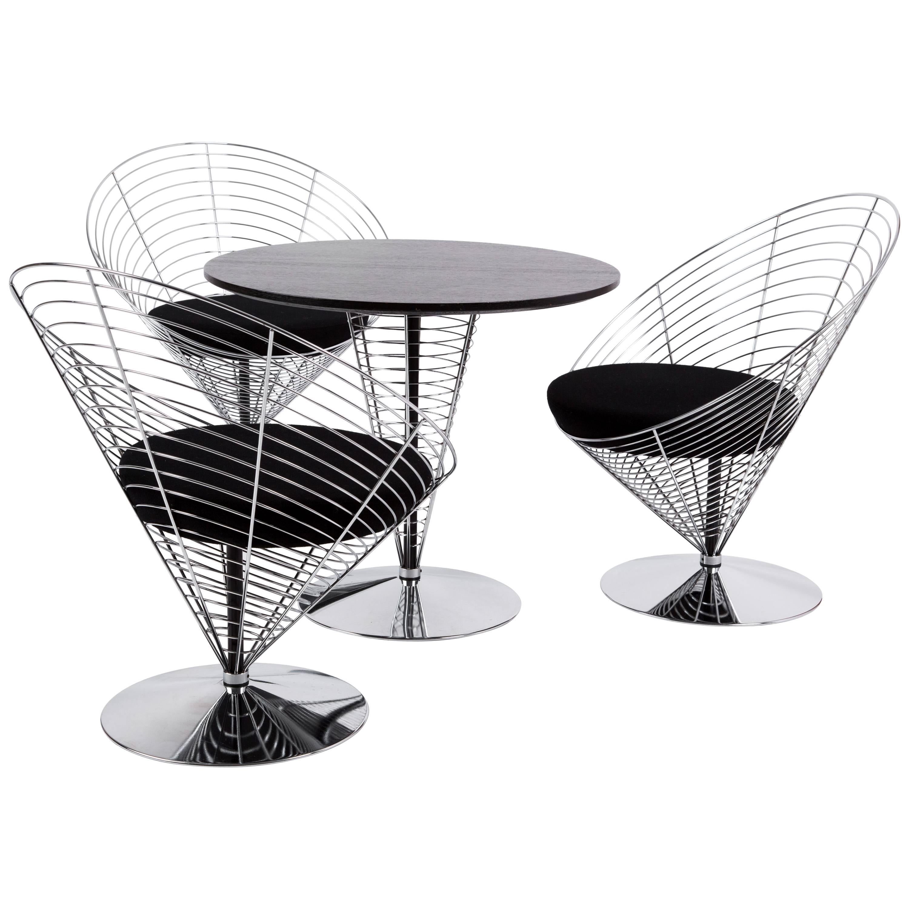Two Sets of Three Turnable Cones and the Table of Verner Panton Chrome ...