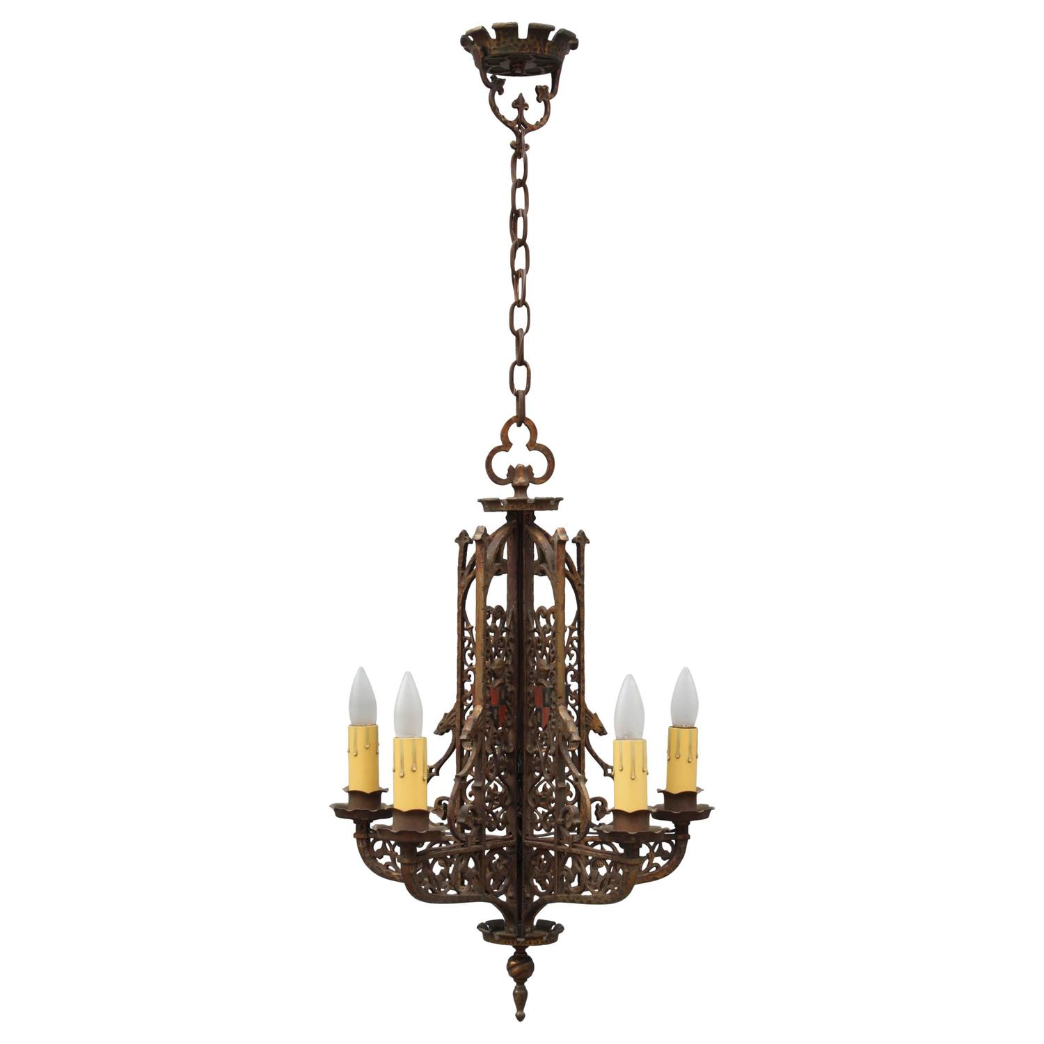 Beautiful Antique Tudor Style Chandelier For Sale at 1stdibs