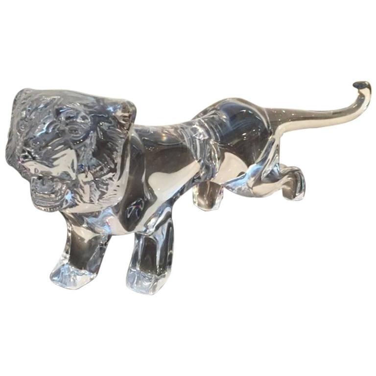 Signed Daum France Crystal White Tiger at 1stDibs