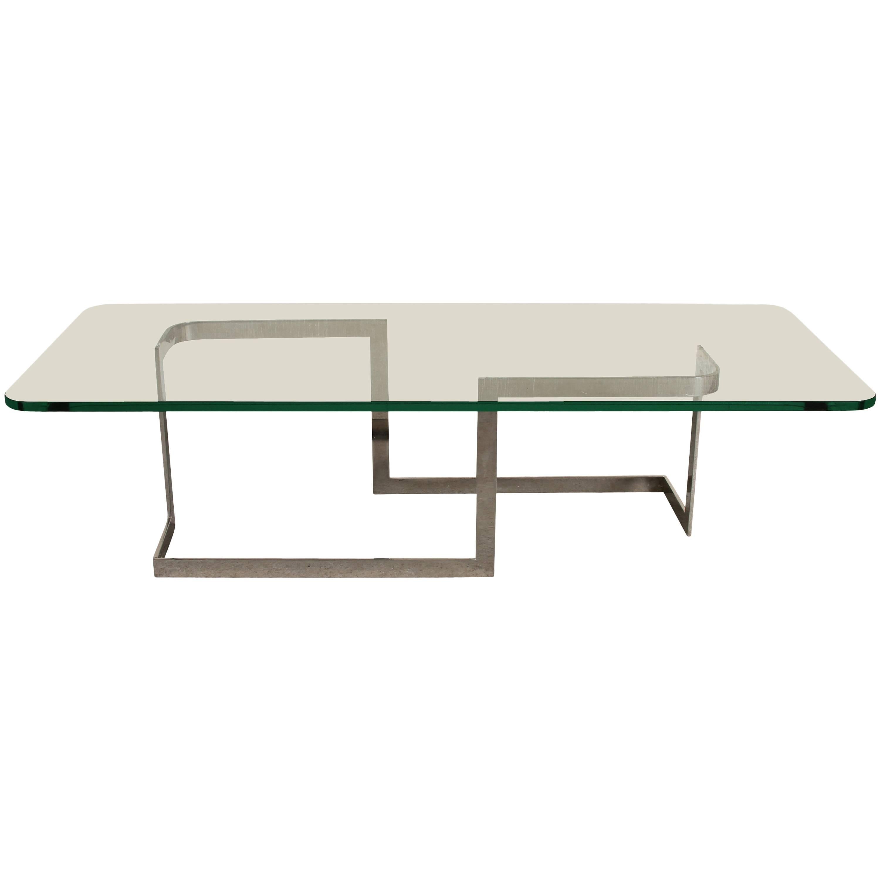 Mid-Century Steel Base Cocktail Table at 1stDibs