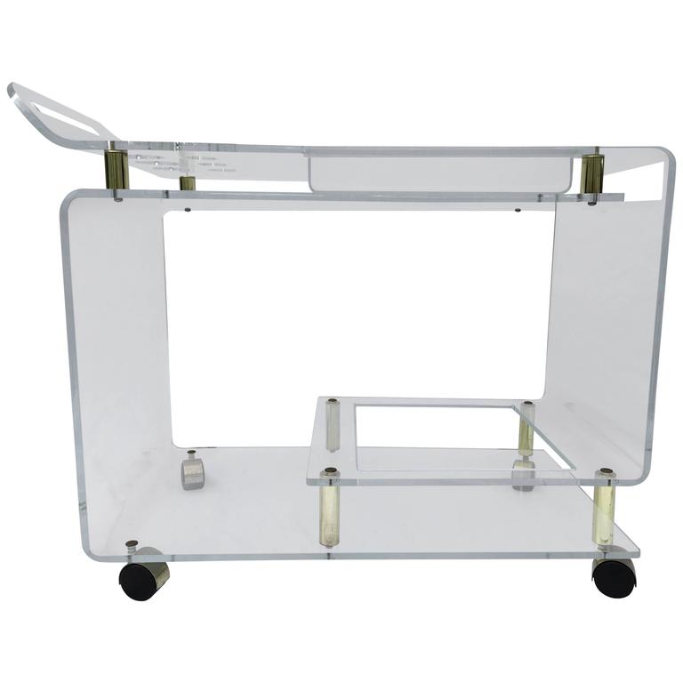 Snazzy Lucite and Brass Bar or Tea Cart Trolley at 1stDibs