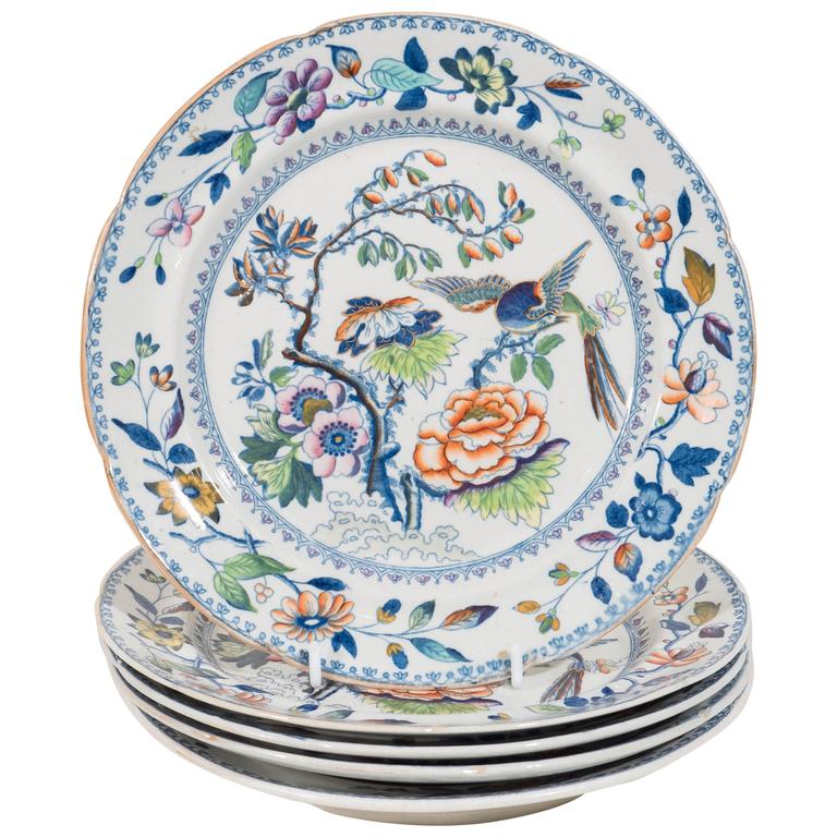 Set of Eight "Flying Bird" Pattern Ironstone Dishes at 1stDibs