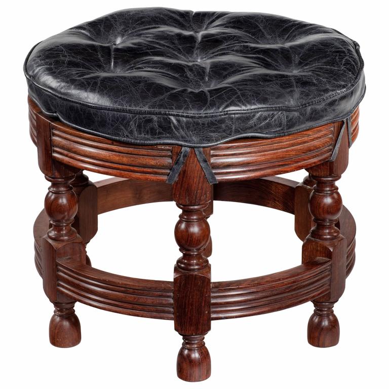 Anglo-Indian Hardwood Circular Bergère Stool by Spencer and Co Ltd ...