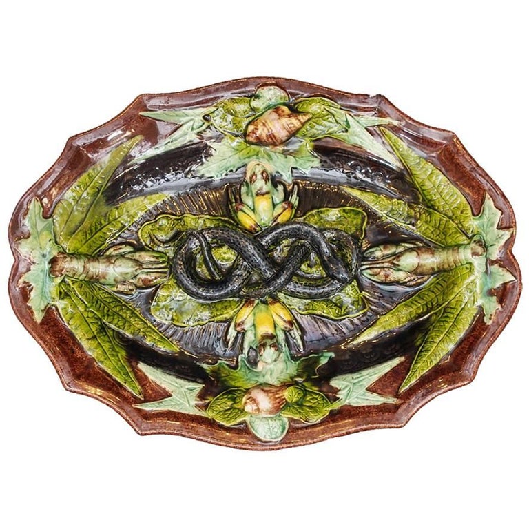 Portuguese Palissy Style Platter For Sale at 1stDibs