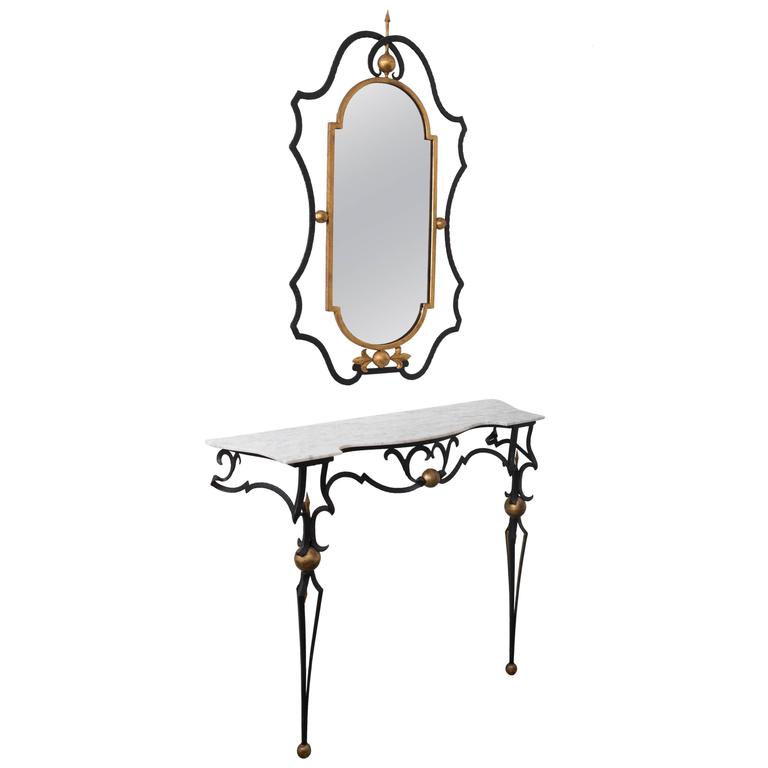 Italian Marble-Top Console Table and Mirror by Palladio For Sale at 1stDibs
