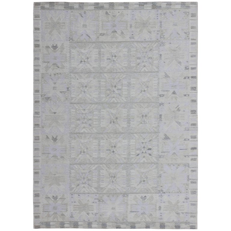 Large Scandinavian/Swedish Geometric Design Flat Weave Rug in Pastel ...