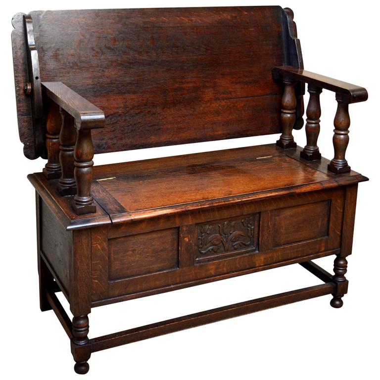 Solid Oak Monks Bench at 1stDibs