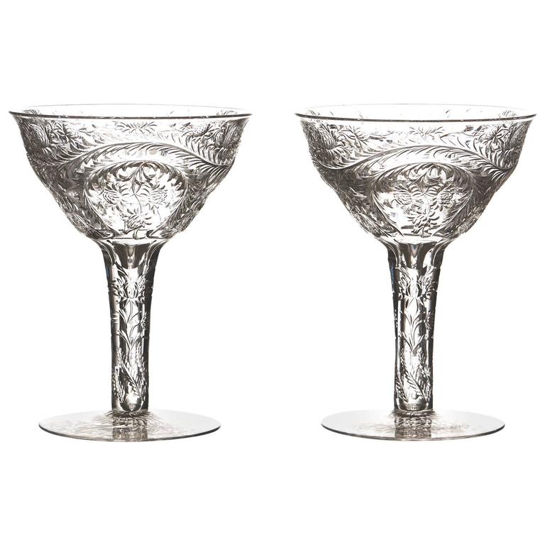 12 Magnificent Webb Rock Crystal Hollow Stem Champagne Goblets at 1stDibs