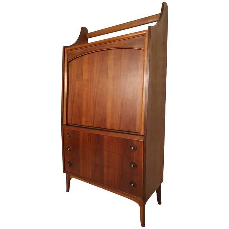 Rare Mid-Century Drop Front Cabinet and Desk For Sale at 1stdibs