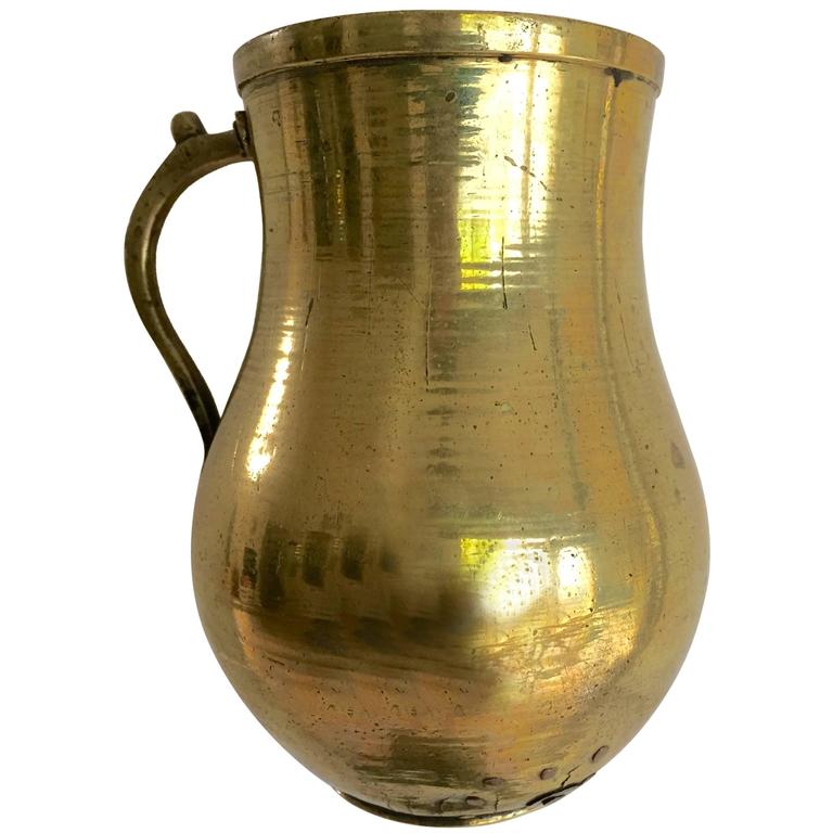 Early Continental Brass Tankard with Character at 1stDibs